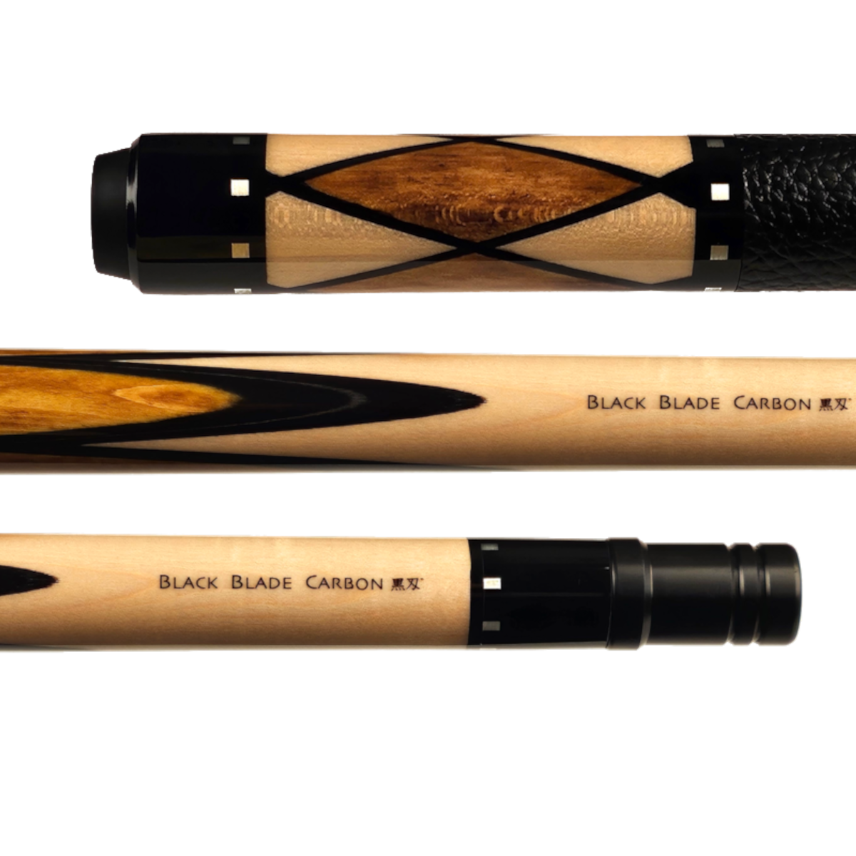 Vapor Cue, Style 21, Oblong Ebony / Pine/ Maple | Black Blade Carbon